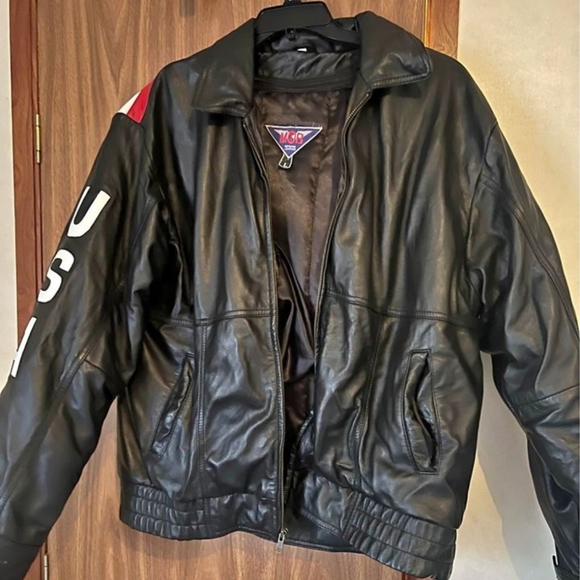 Mob | Jackets & Coats | Vintage Euc Mob Usa Flag Leather Bomber Jacket ...
